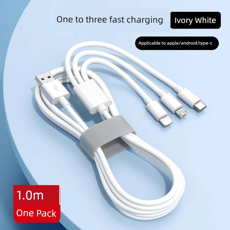 1.0м 66W сверхбыстрая зарядка одноканальный тройной разъем USB-C кабель для iPhone и Android