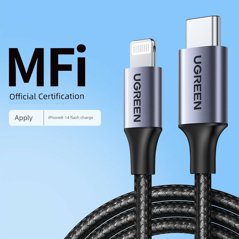GreenLink MFi сертифицированный кабель PD 20Вт быстрая зарядка USB-C к Lightning для iPhone 8-14 1,5м Темно-серый