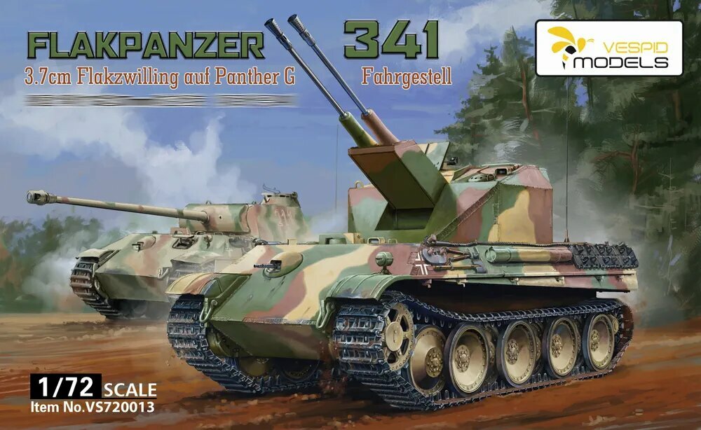 VESPID VS720013 1/72 Flakpanzer 341Flakvierling auf Panther G Fahrgestell Модель сборки танков