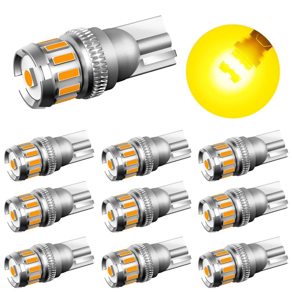 10x W5W LED T10 Canbus, Yellow, 12V