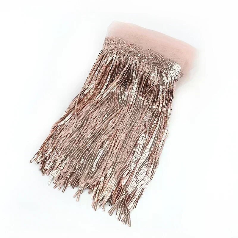 Розовая бахрома с кисточками 18 см, 1Yard, 3RoseGold