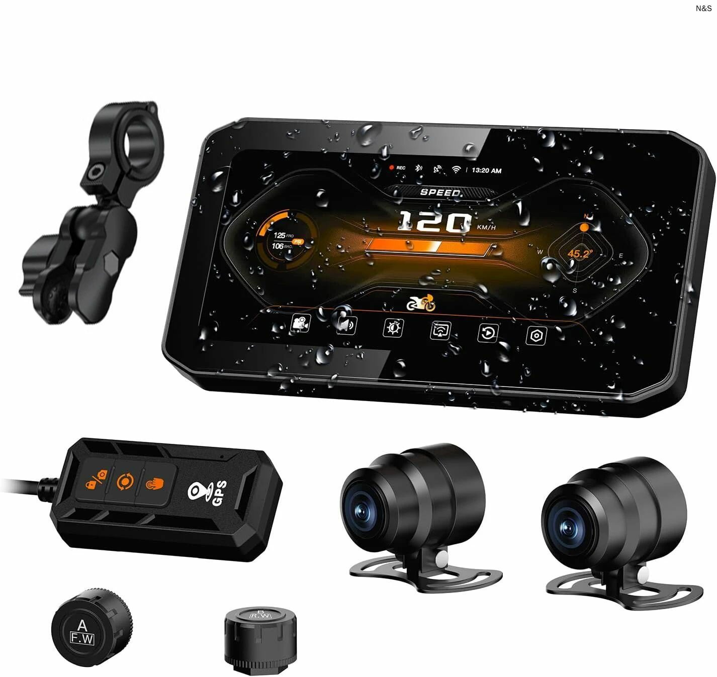 6,25-дюймовый мотоциклетный видеорегистратор 2K AHD с WiFi, GPS, CarPlay и TPMS — Carlover X7 с ночным G-сенсором