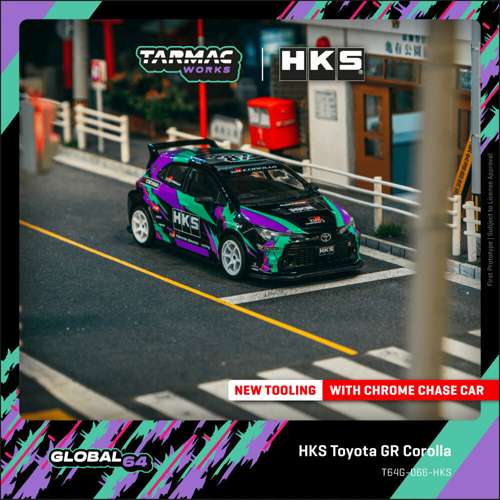 Коллекционная машинка Tarmac Works 1:64 HKS Toyota GR Corolla Black purple