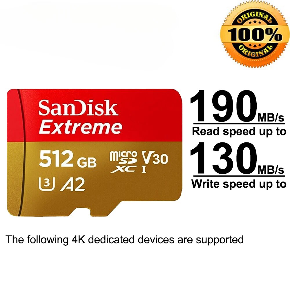 SanDisk Extreme 512GB microSDXC V30 A2, 190MB/s