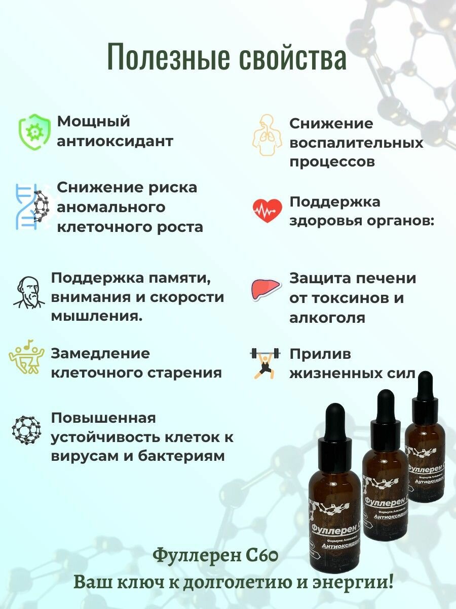 Фуллерен С60, антиоксидант, для красоты, здоровья, иммунитета, 30 мл, Россия, НПО МАМ Технолоджи — фото 1