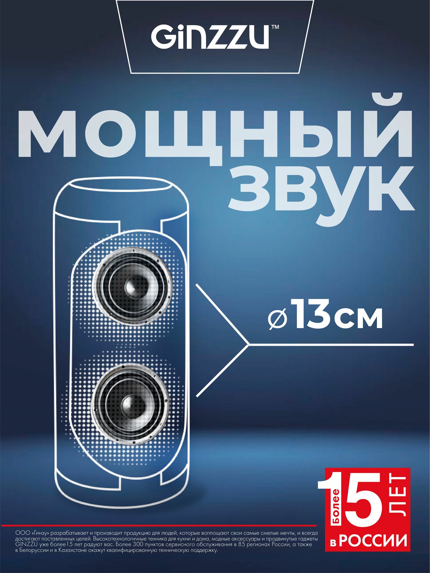 Портативная беспроводная колонка Ginzzu GM-210 музыкальный центр караоке с радио