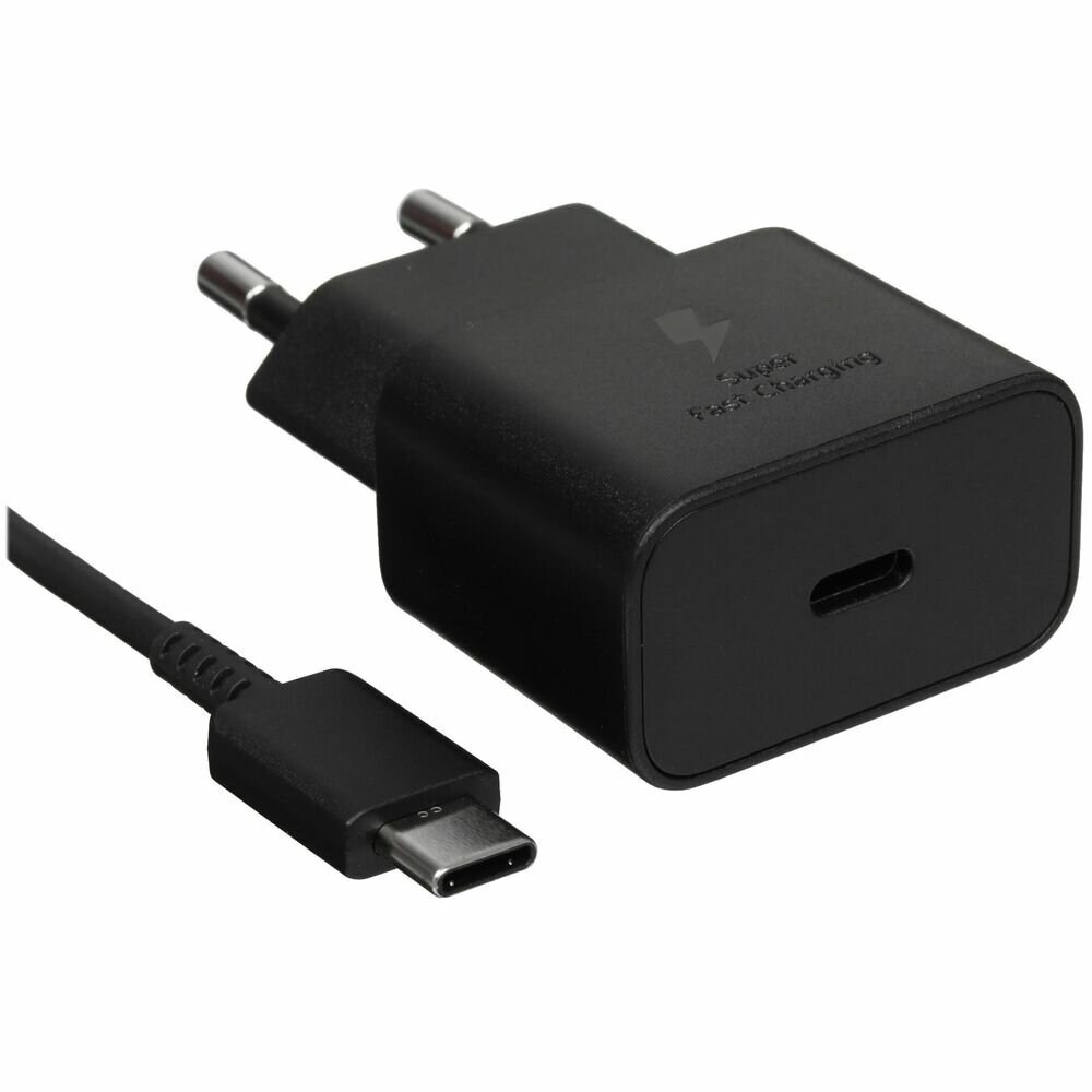 Сетевое зарядное устройство Samsung EP-T2510 25W Type C+ cable, черное