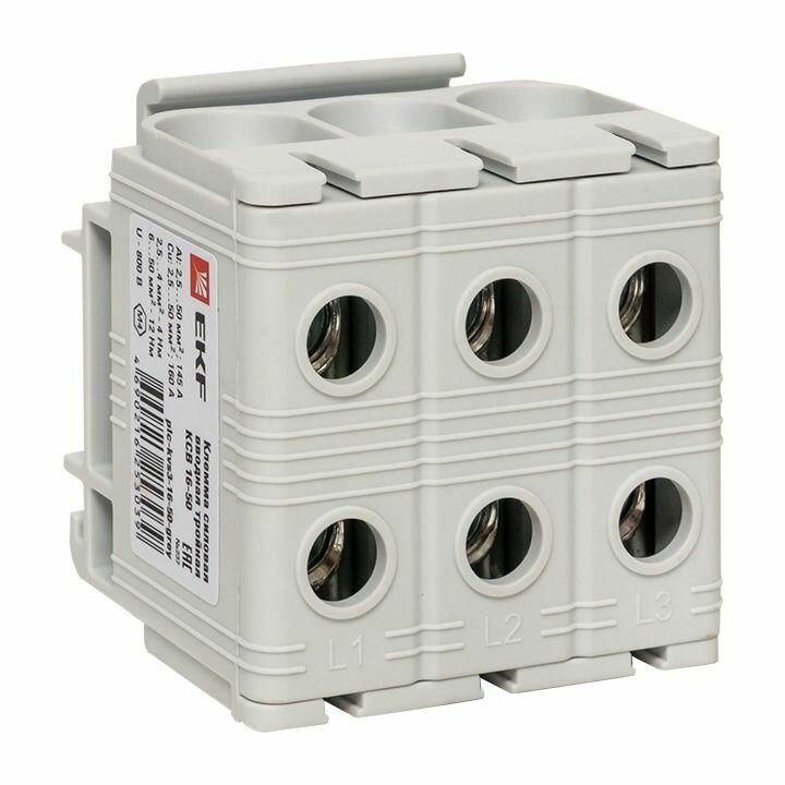 Клемма силовая вводная тройная КСВ 16-50кв. мм сер. PROxima EKF plc-kvs3-16-50-grey