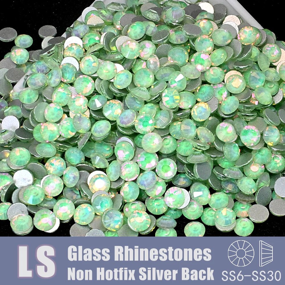 Стеклянные стразы SS3-SS50 серии Bling Crystal Opal Зеленый, Mix Size 1440pcs, Crystal Green