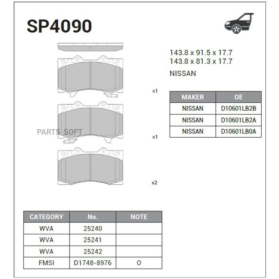 SANGSIN BRAKE SP4090 Колодки тормозные передние SP4090