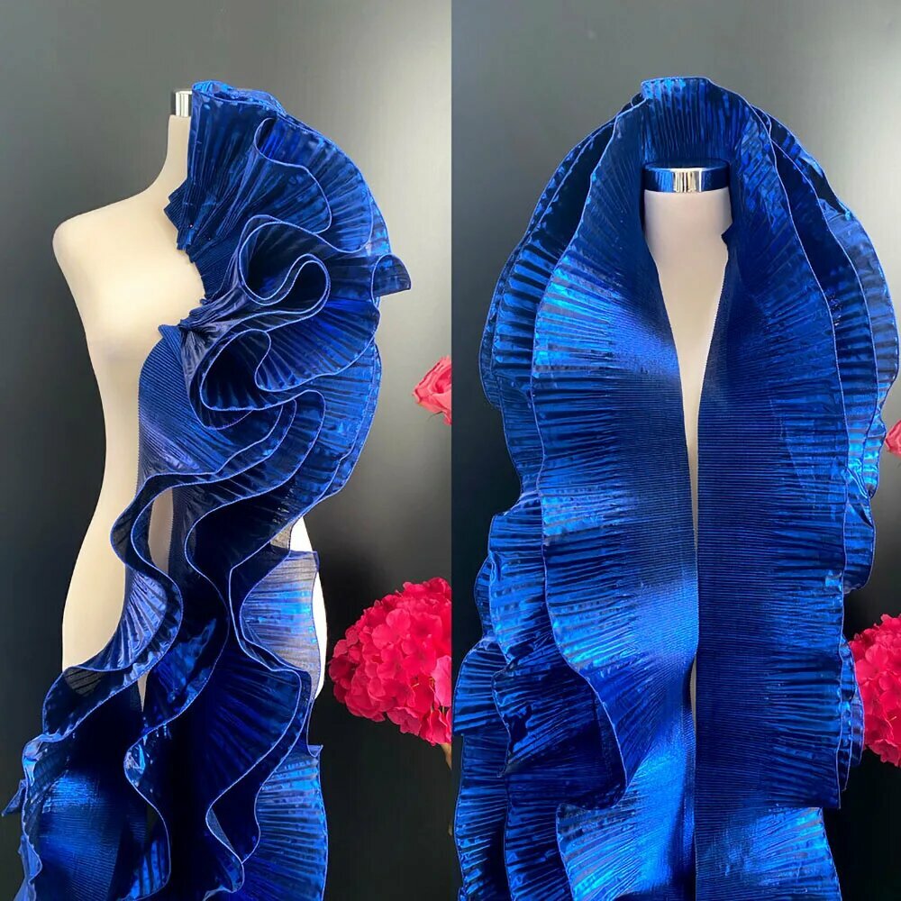 Металлизированная тюлевая ткань для пошива Синий, 2YardX15cm, ROYAL BLUE