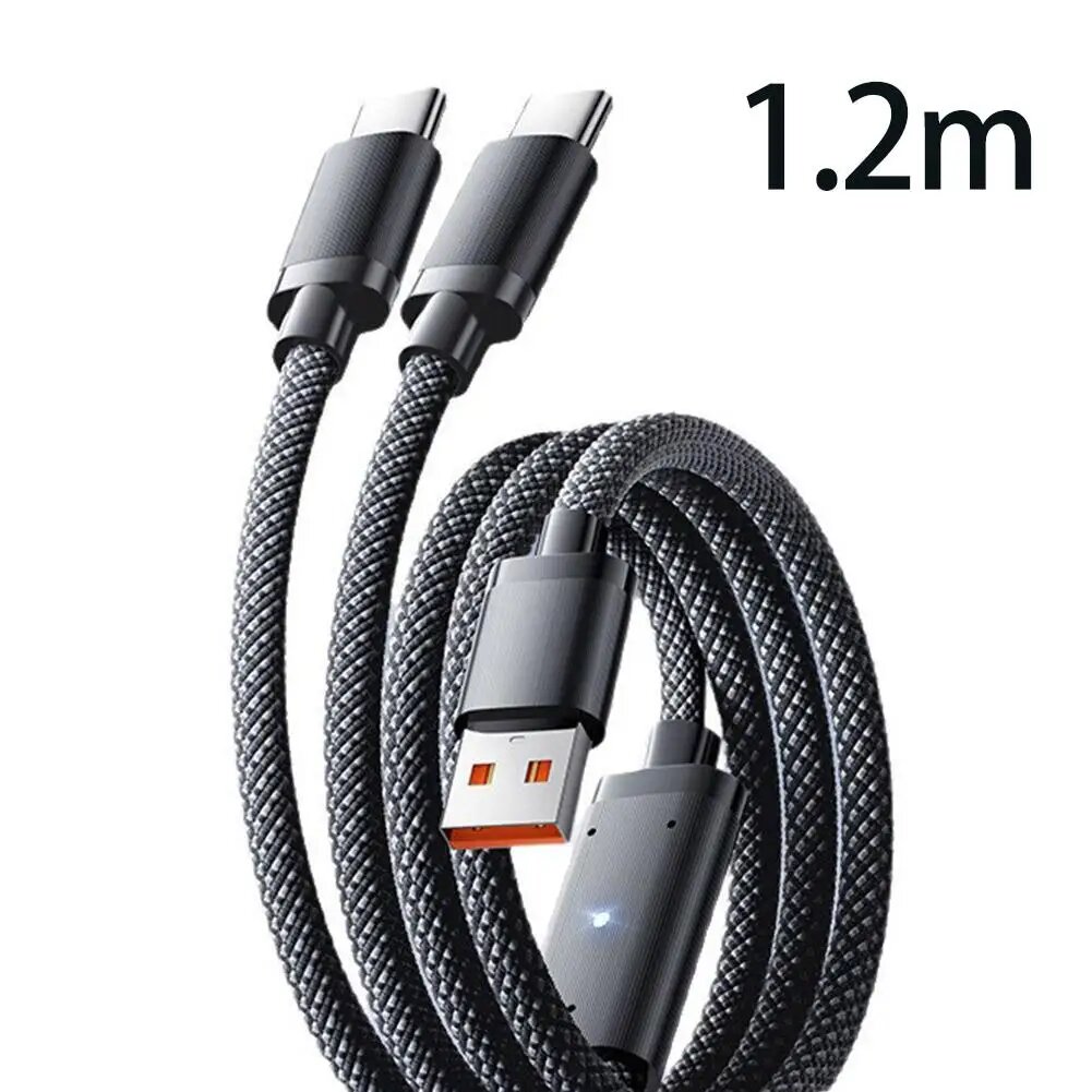Кабель для быстрой зарядки USB на 2 USB-C 100 Вт черный A 1.2m