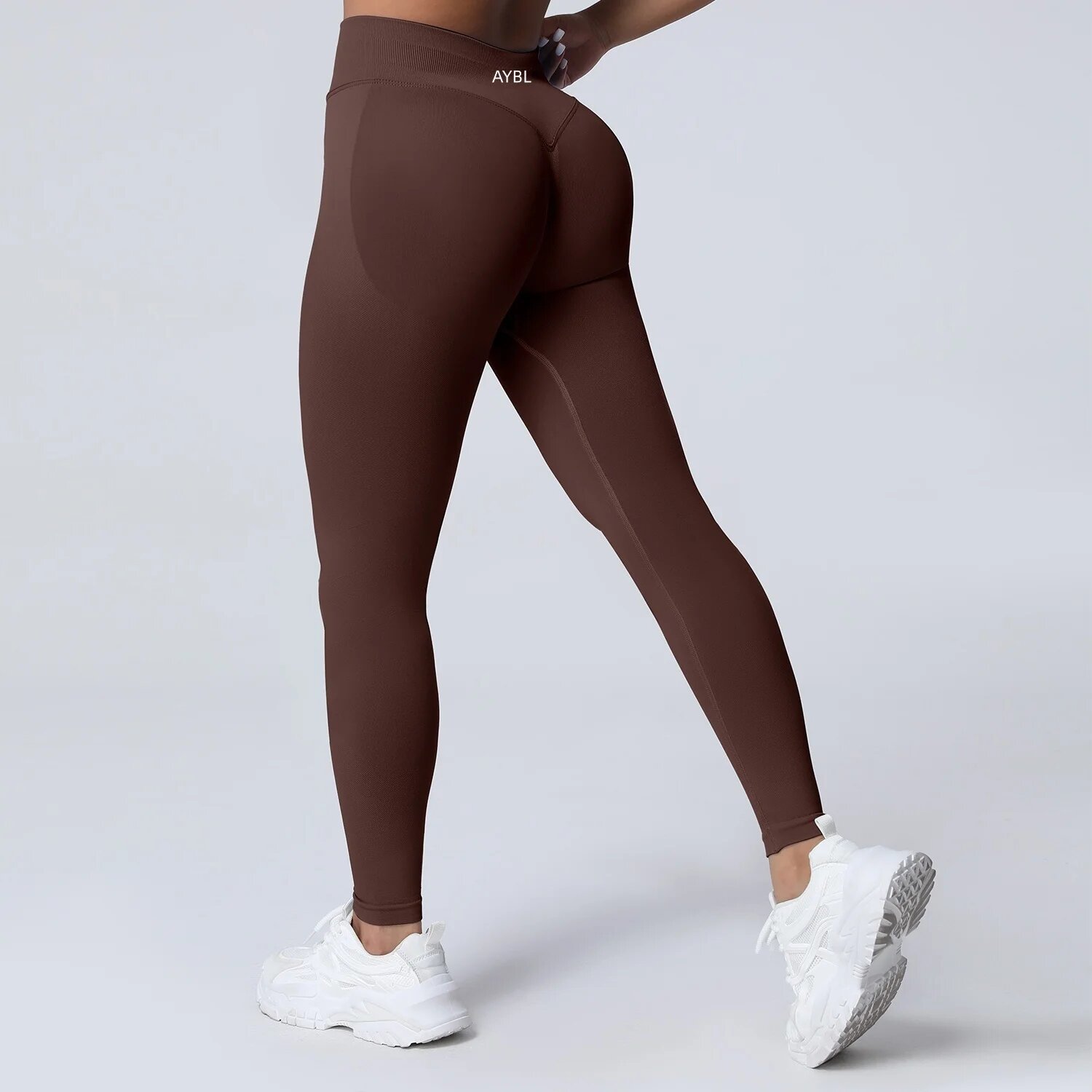 AYBL бесшовные леггинсы для йоги из нейлона и спандекса Коричневый, XL, brown
