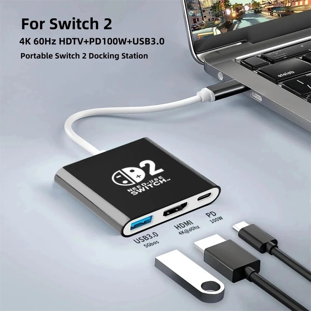 Док-станция Roreta 3-в-1 USB C Мульти, black and white