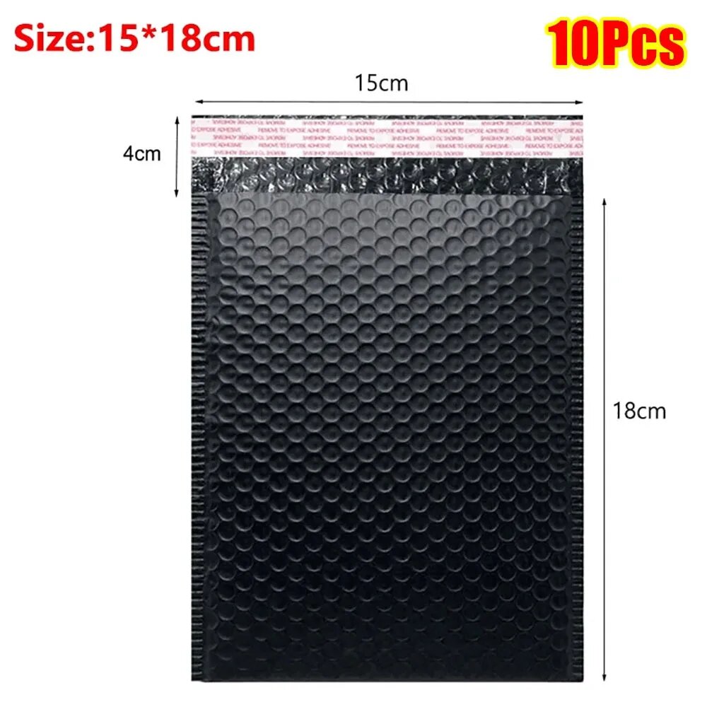 Черные пузырчатые пакеты 15x18 см, 10 шт.