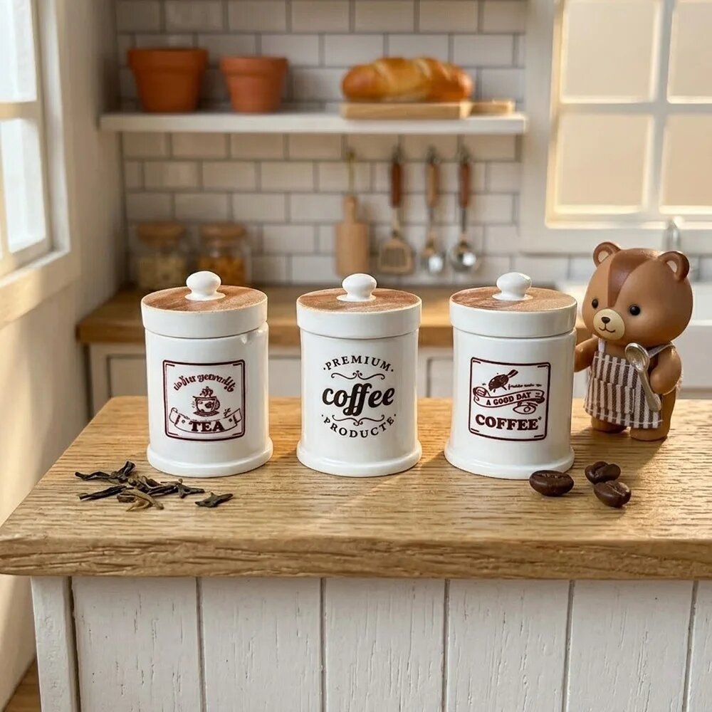 Миниатюрные фигурки медведей и баночек Snoedoll 3 шт.