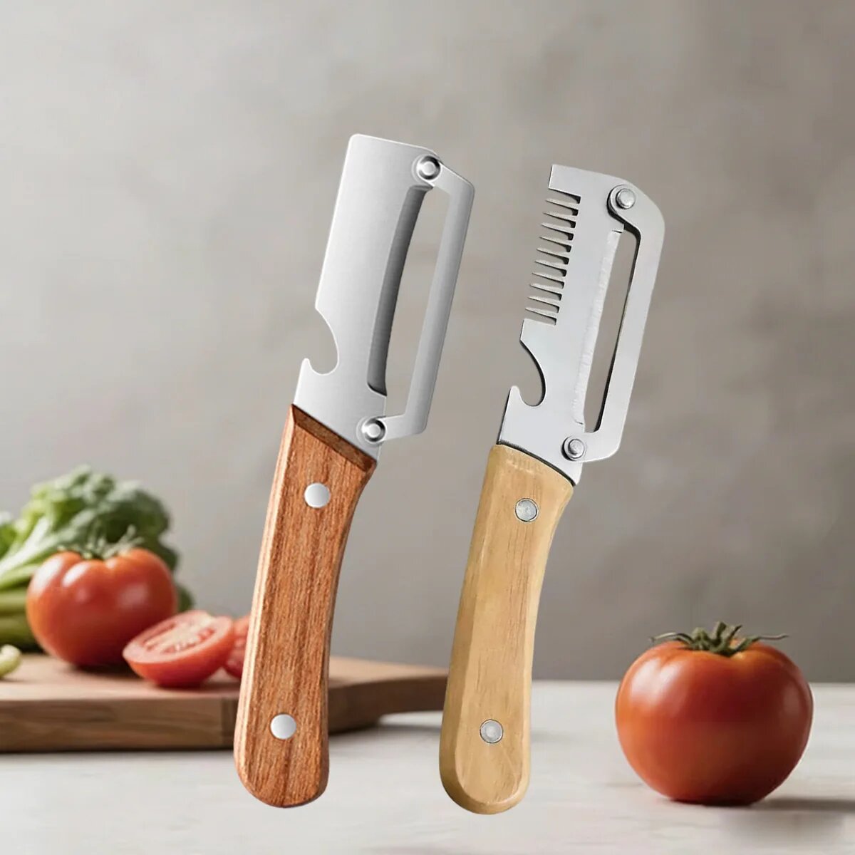 Овощечистка из нержавеющей стали с деревянной ручкой 2pcs