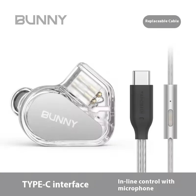 Наушники BUNNY Rabbit Silver Type-C с микрофоном