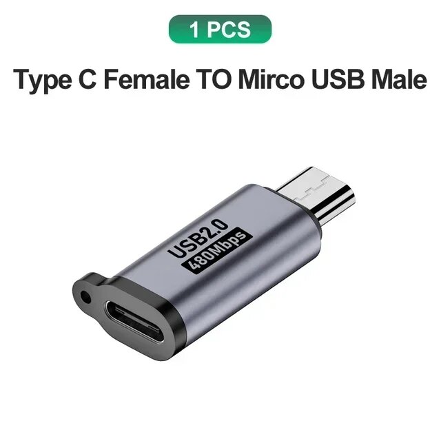 Адаптер USB-C (Type-C) на Micro/Mini USB (женский) для iPhone 14/13, Xiaomi, Samsung, переходник для зарядки Lightning (мужской)
