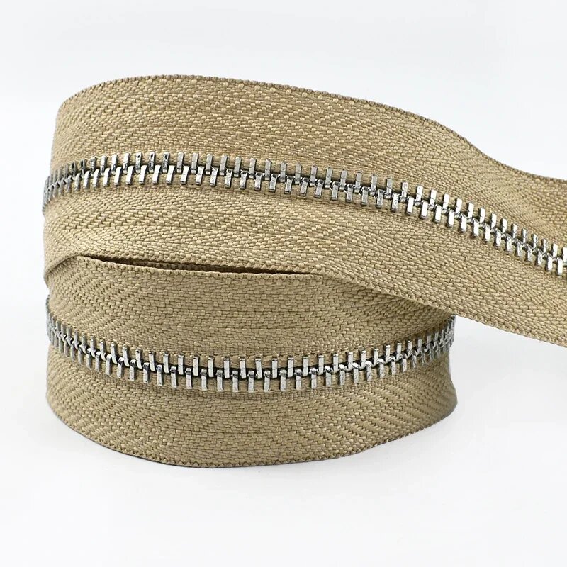 Металлические молнии #5, 1/3/5 ярдов KhakiSilver, 1Yard