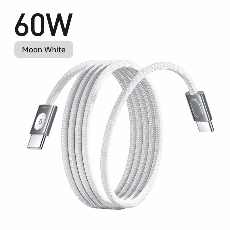 Кабель Baseus 100W USB Type-C для iPhone 17 16 15 Plus Pro Max, зарядный кабель 2 м, 60W White