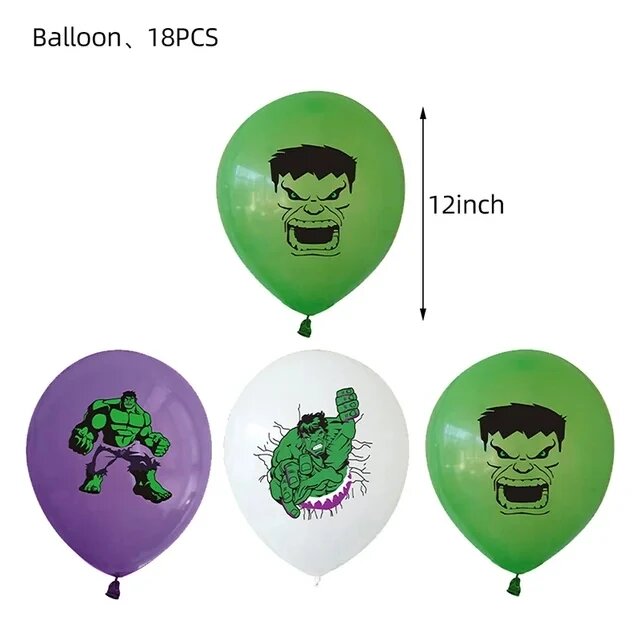 Одноразовая посуда Marvel Mстители Халк зелёная 18pcs balloons