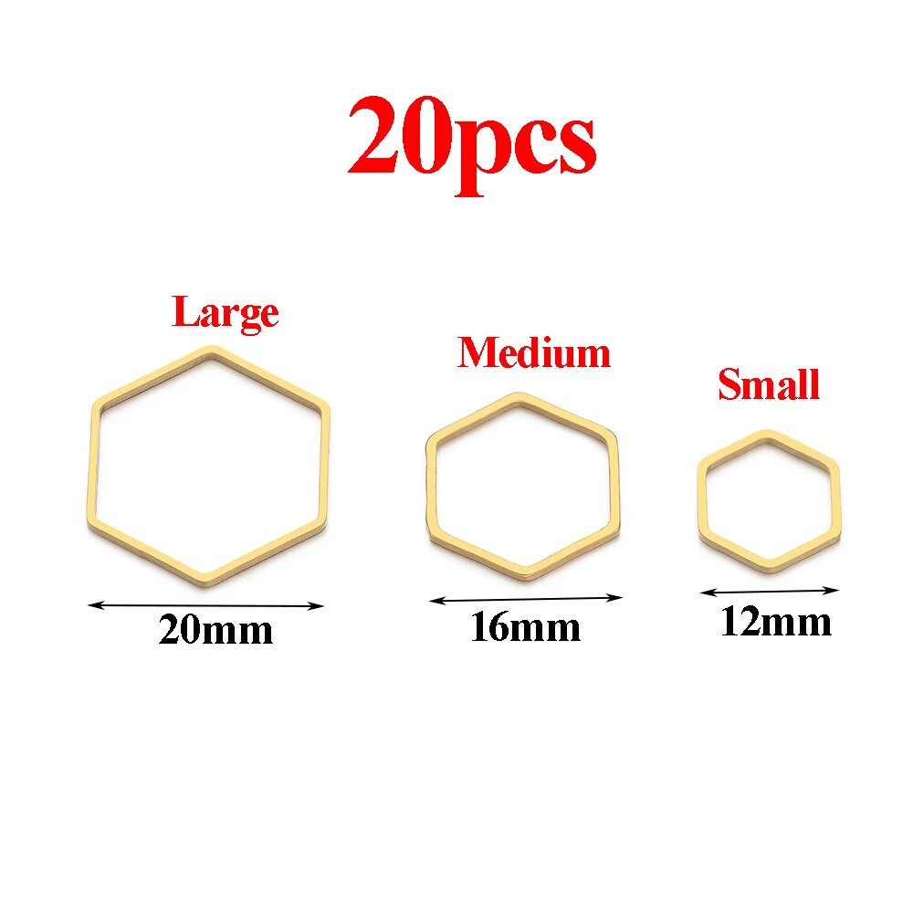 Заключения для сережек Semitree, Hexagon Gold, 20шт