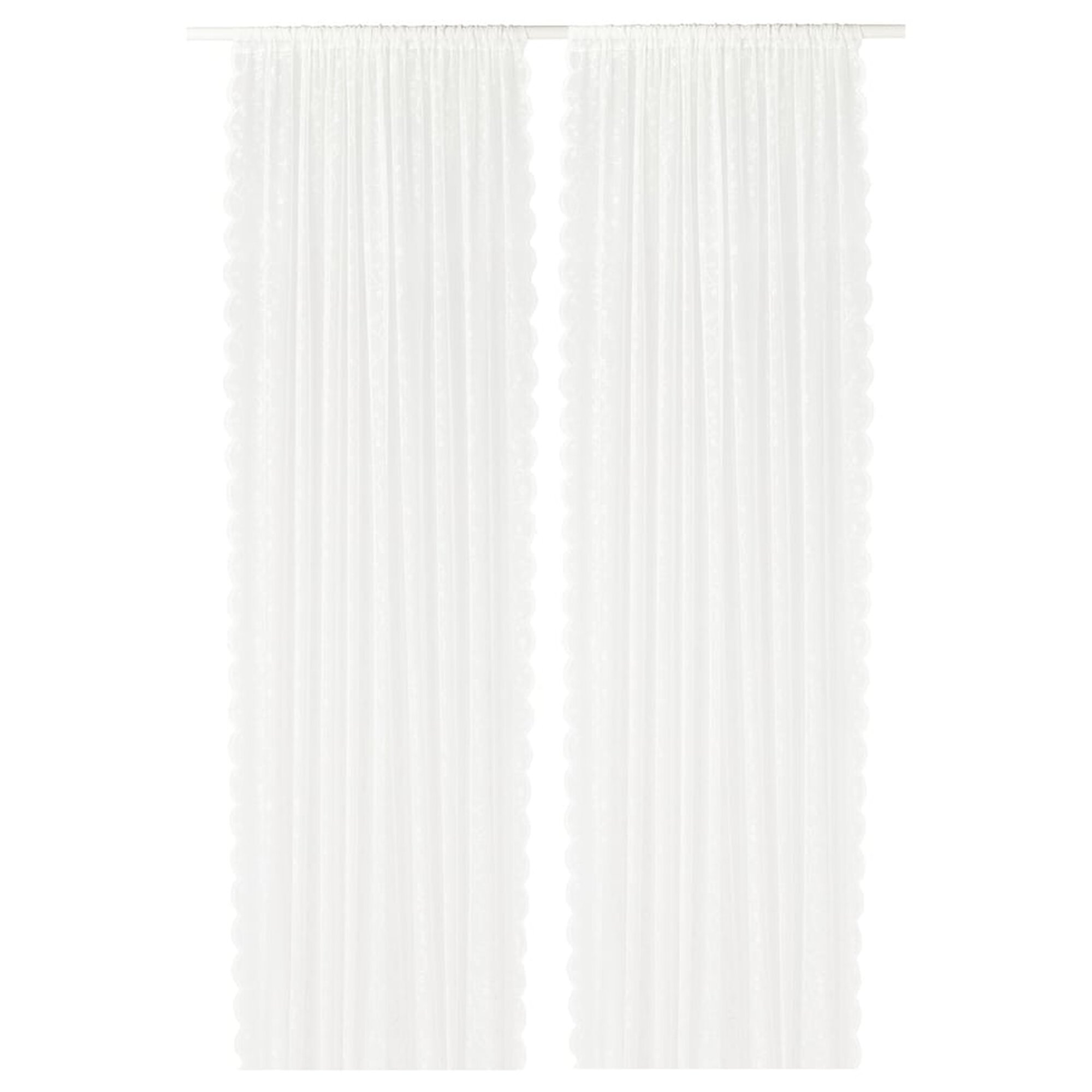 Шторы IKEA LILLYANA, 2 шт, белые с цветочным узором/туннельные, 145х300 см, 303.865.24