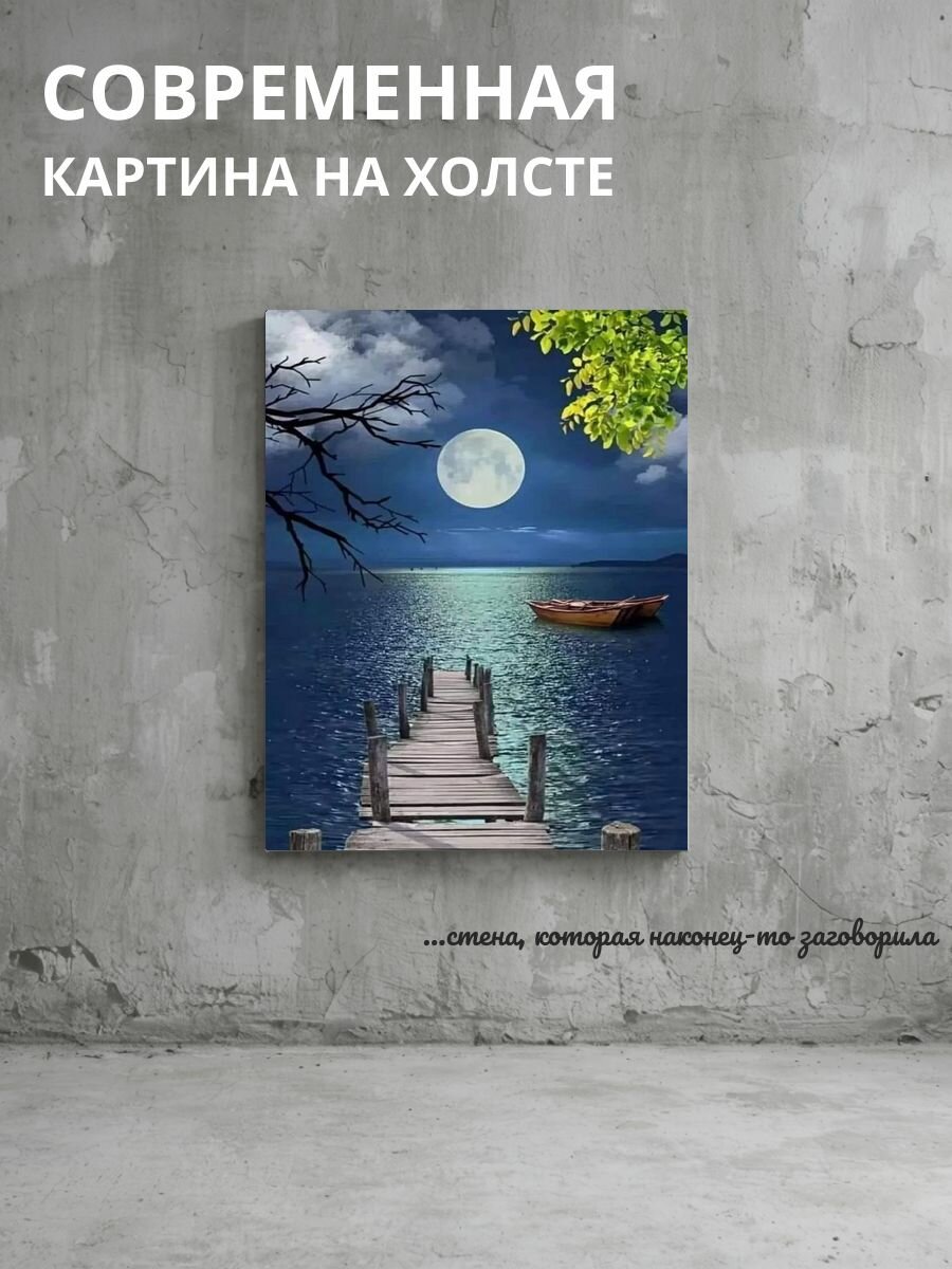 Картина на холсте Ночной порт 60x80 см