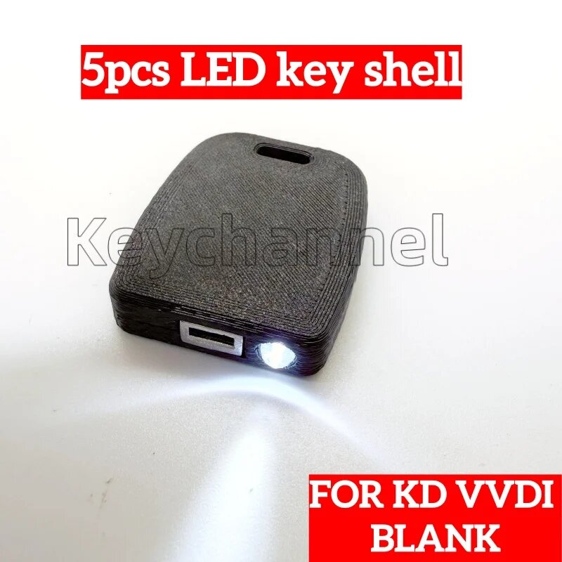 Комплект из 5 шт. в упаковке: корпус KEYDIY LED без транспондера, головка ключа Xhorse с LED-подсветкой для заготовок ключей KD VVDI