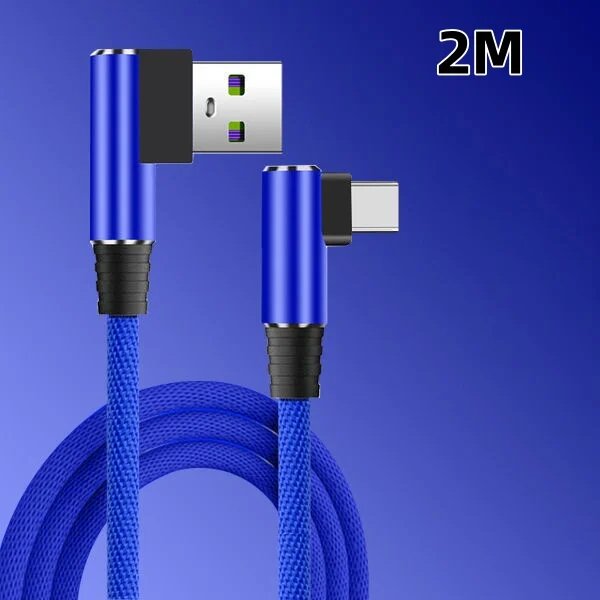 Кабель USB-C 40W 5A, угловой (90 градусов), для быстрой зарядки и передачи данных, 2M Black