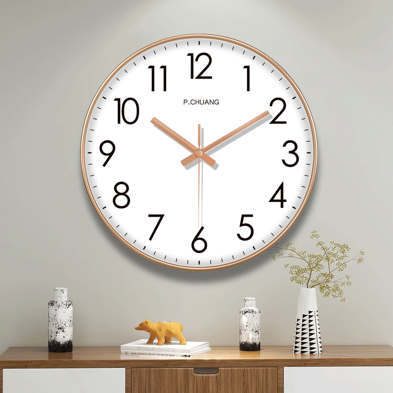 Pengchuang Swiss Movement Quartz Clock Household Living Room Modern Luxury Clock Wall Clock Simple Bedroom Wall Clock