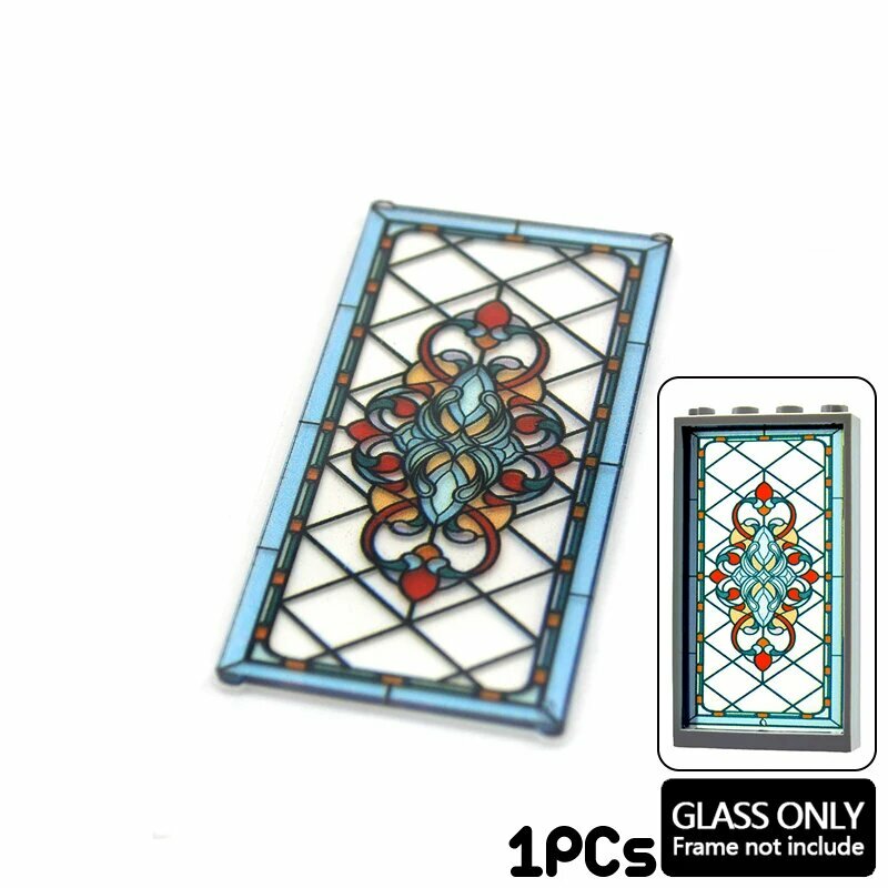 Printed Glass Bricks 1x4x6 brikblok Бирюзовый, B99078