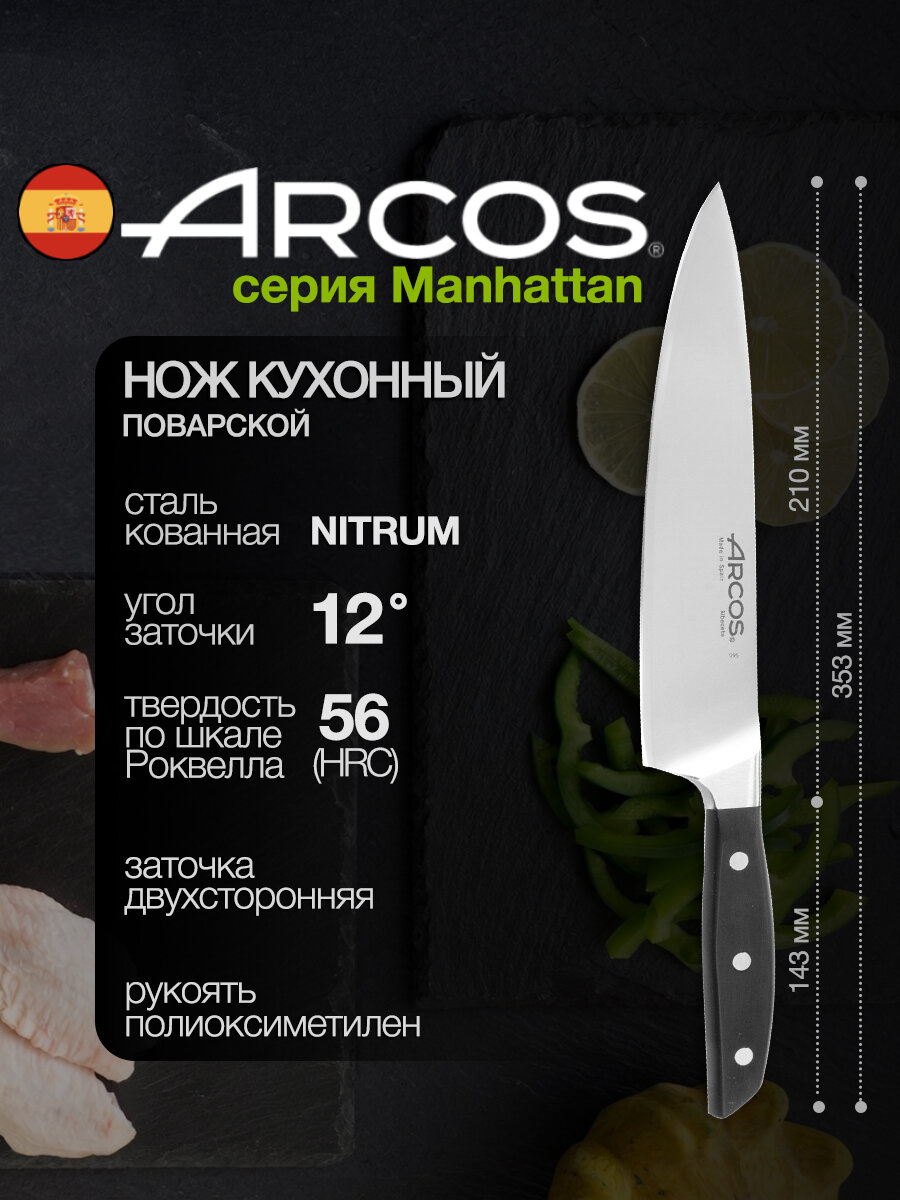 Профессиональный поварской кухонный нож 21 см 160600 Manhattan
