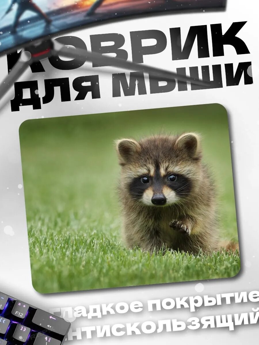 Коврик для мыши Енот на траве