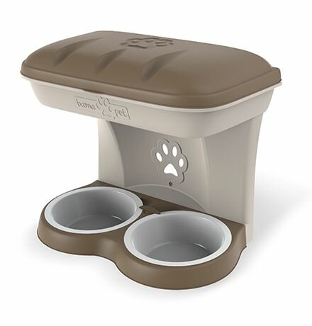 Bama Pet / Миска Бама Пет Настенная, Двойная, бежевая, 1600 мл, 48х27х42h см