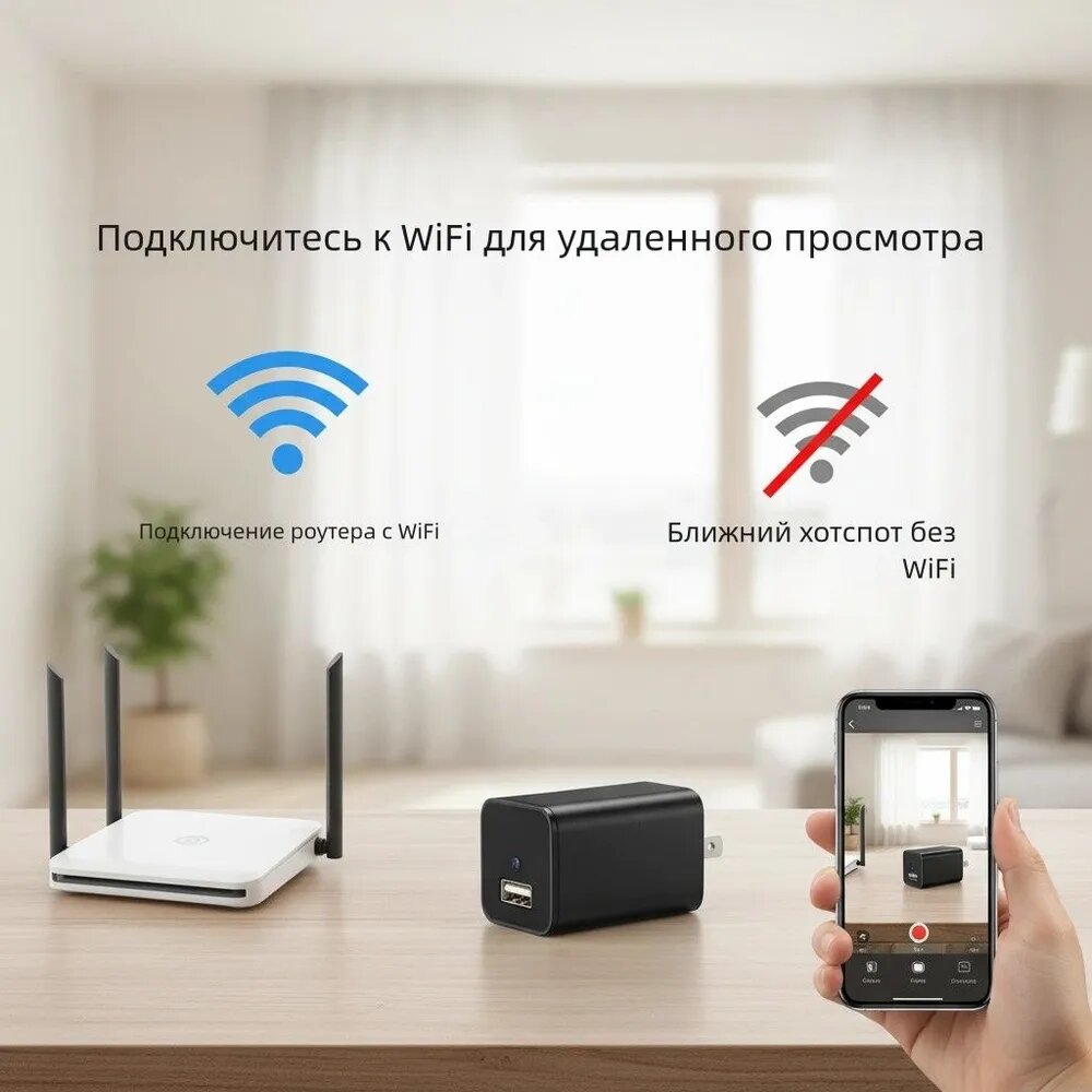 Камера Full HD 1080p, обнаружение движения, мониторинг домашней безопасности, настенный адаптер питания