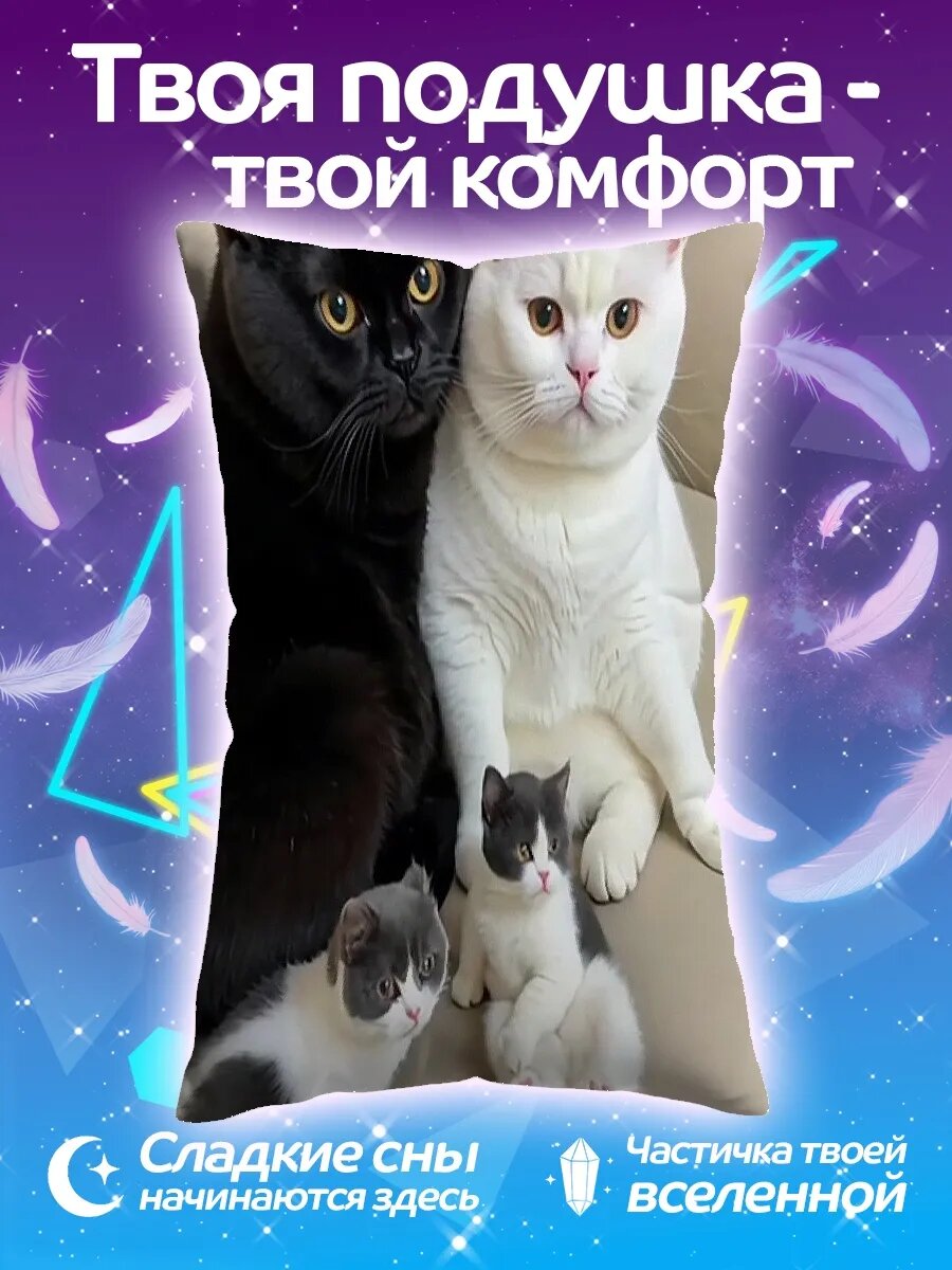 Подушка дакимакура Черный и белый коты