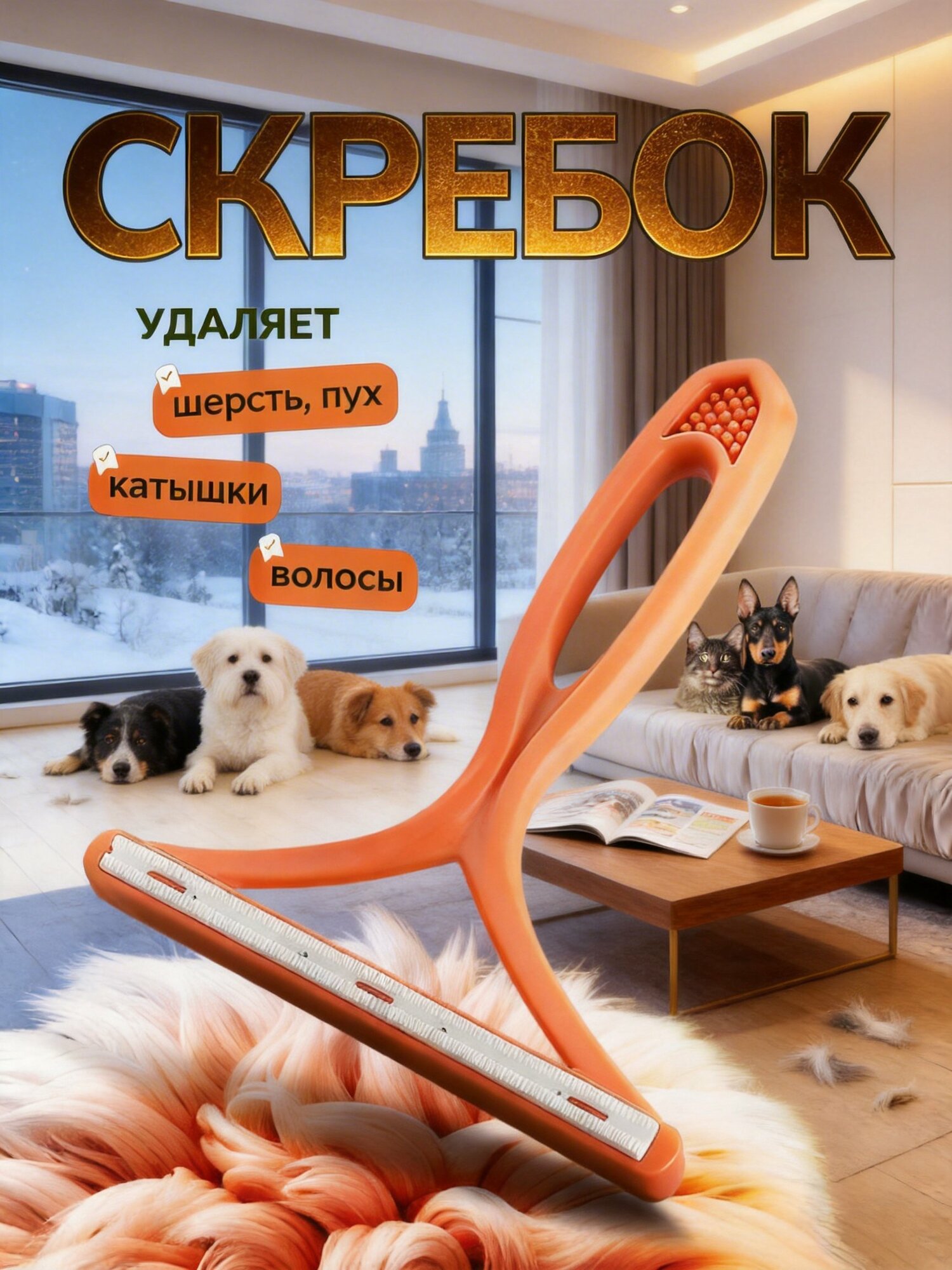 Скребок для чистки одежды, эффективное удаление шерсти с ковров, мебели и текстиля без химии