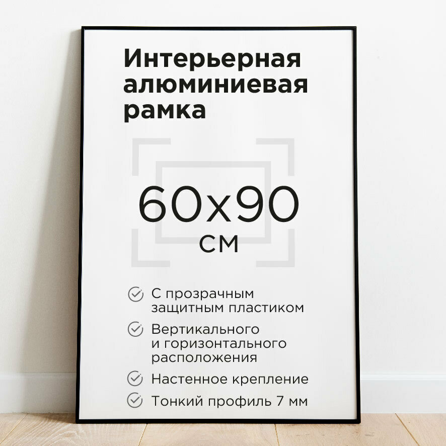 Фоторамка 60х90см, черная, рамка для постера, картины, плаката, алюминиевый профиль Нильсен, творчество в интерьере