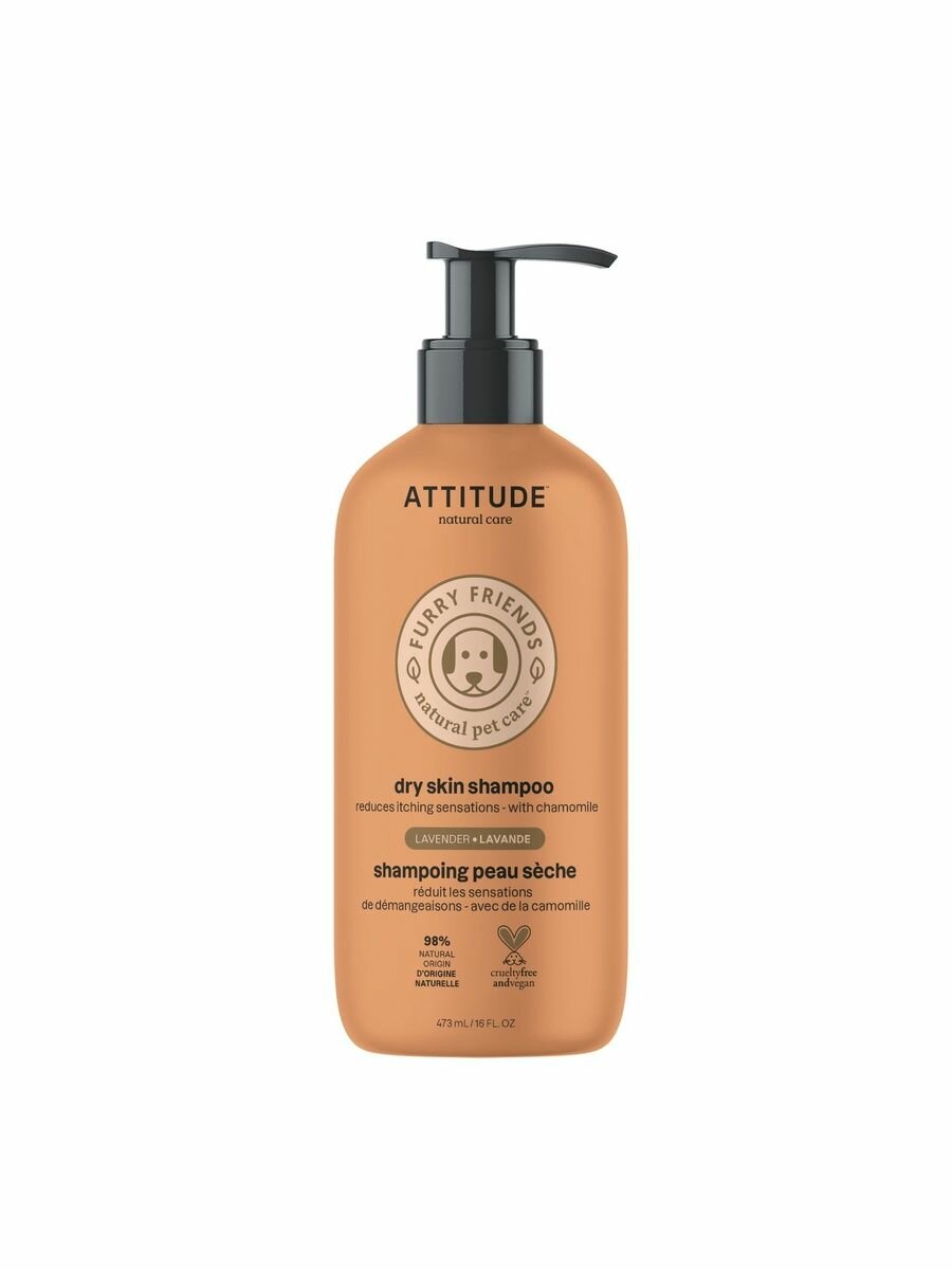 ATTITUDE Super Leaves Pets Шампунь для кошек и собак Furry Friends Dry Skin (Для сухой кожи) 473 мл.