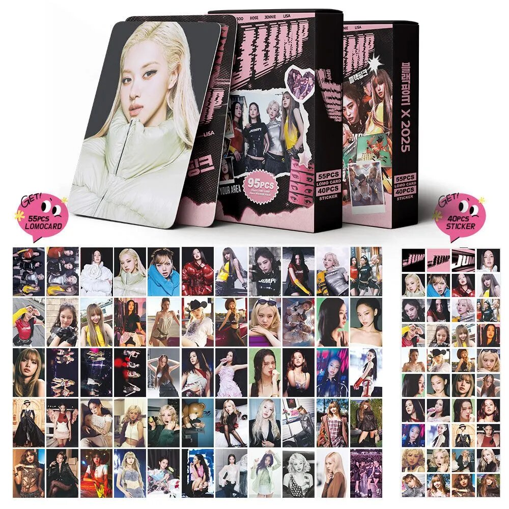 K-POP BLACKPINK карты и наклейки 55 шт. BLACKPINK альбом JUMP карточки + 40 шт. Блэкпинк альбом JUMP наклеек Набор
