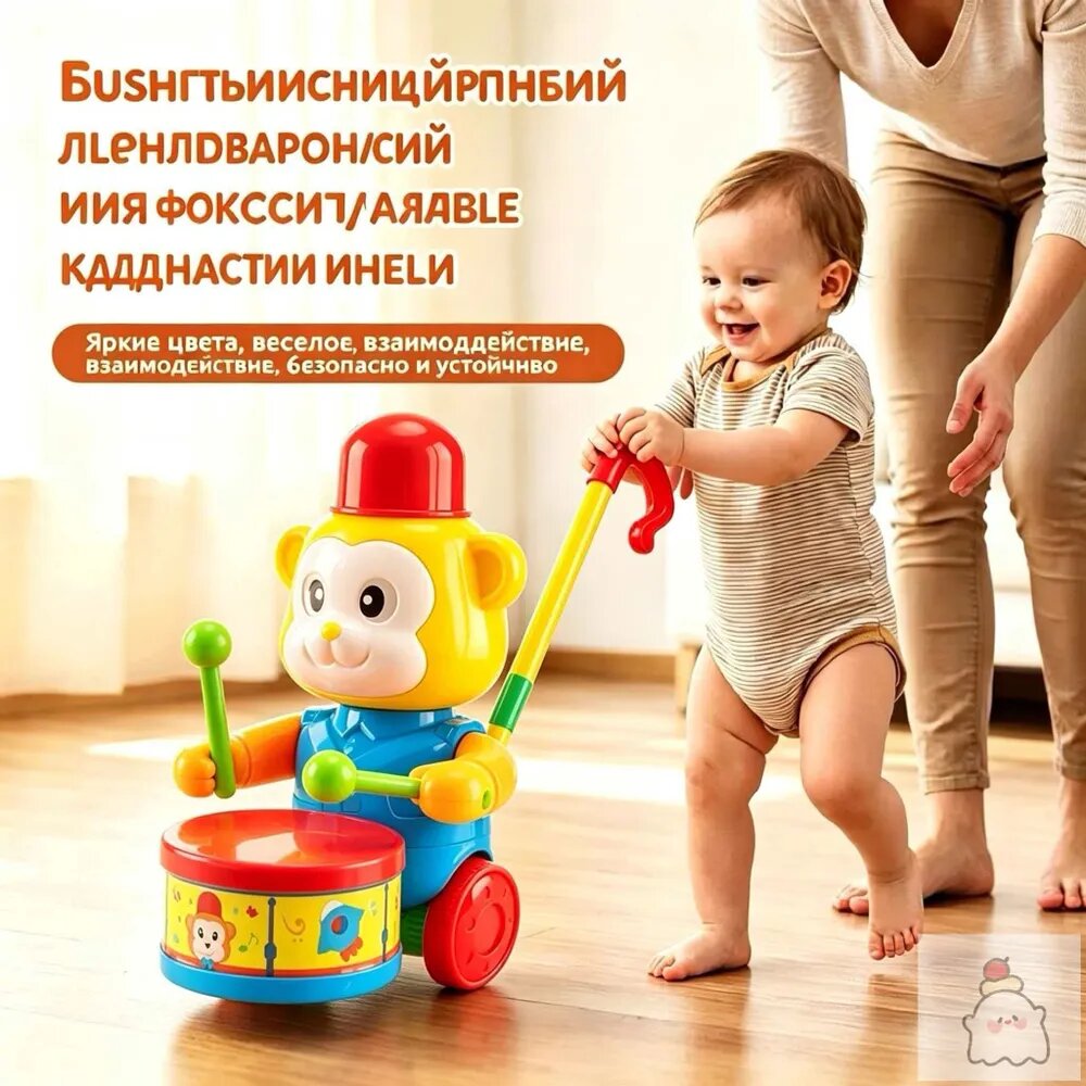 Детская каталка-паровоз на палочке
