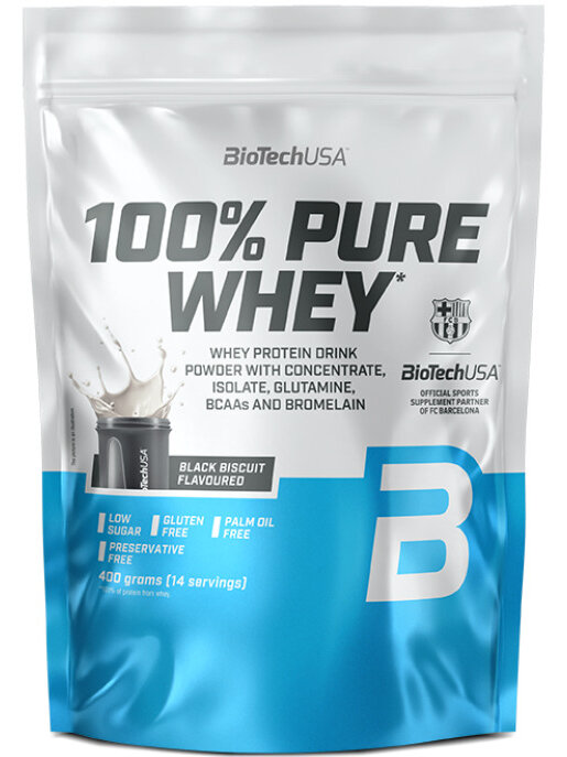 Сывороточный протеин BioTechUSA 100% Pure Whey 400 г, Черный бисквит