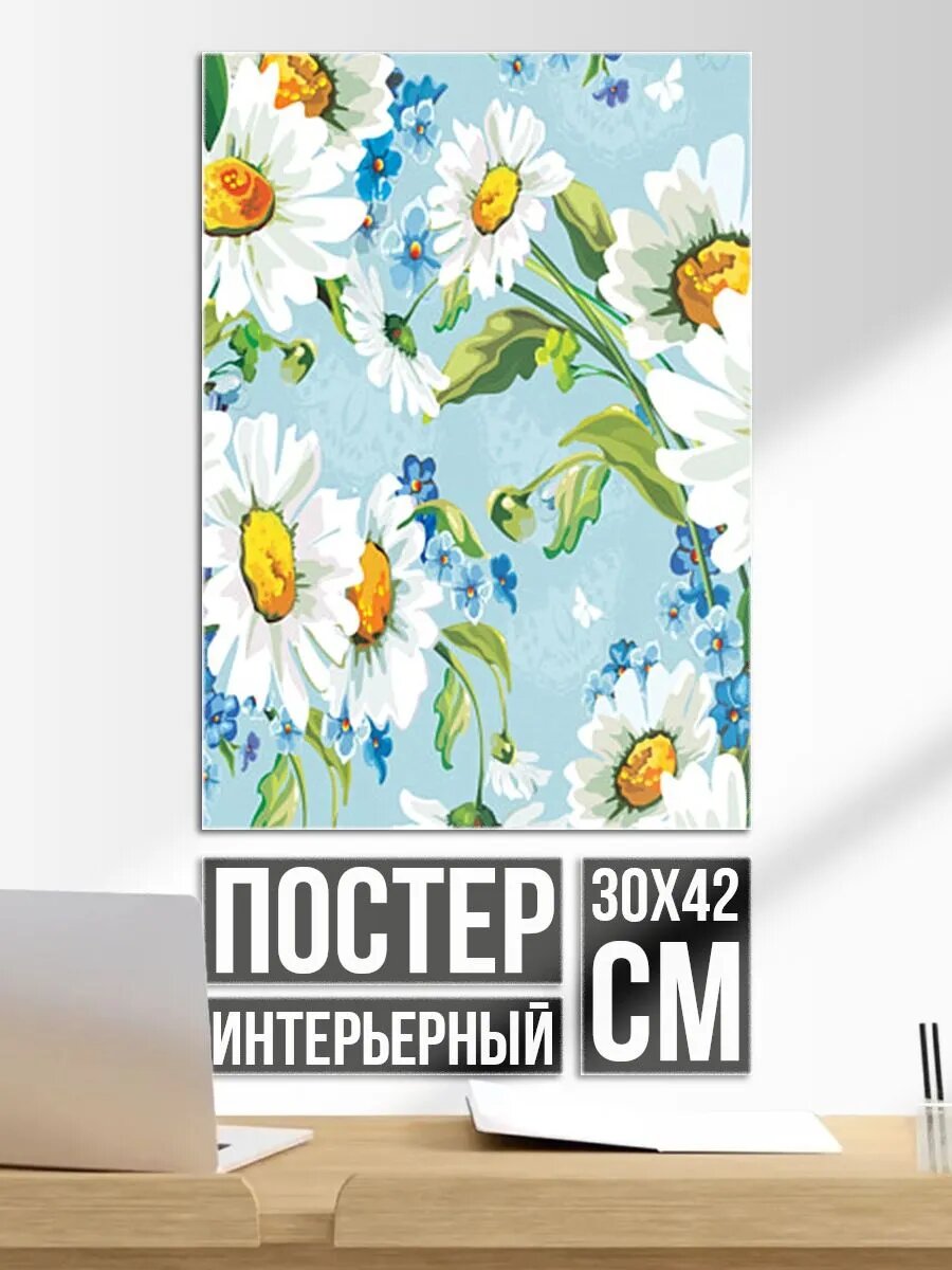 Постер на стену Ромашки цветы 8 марта