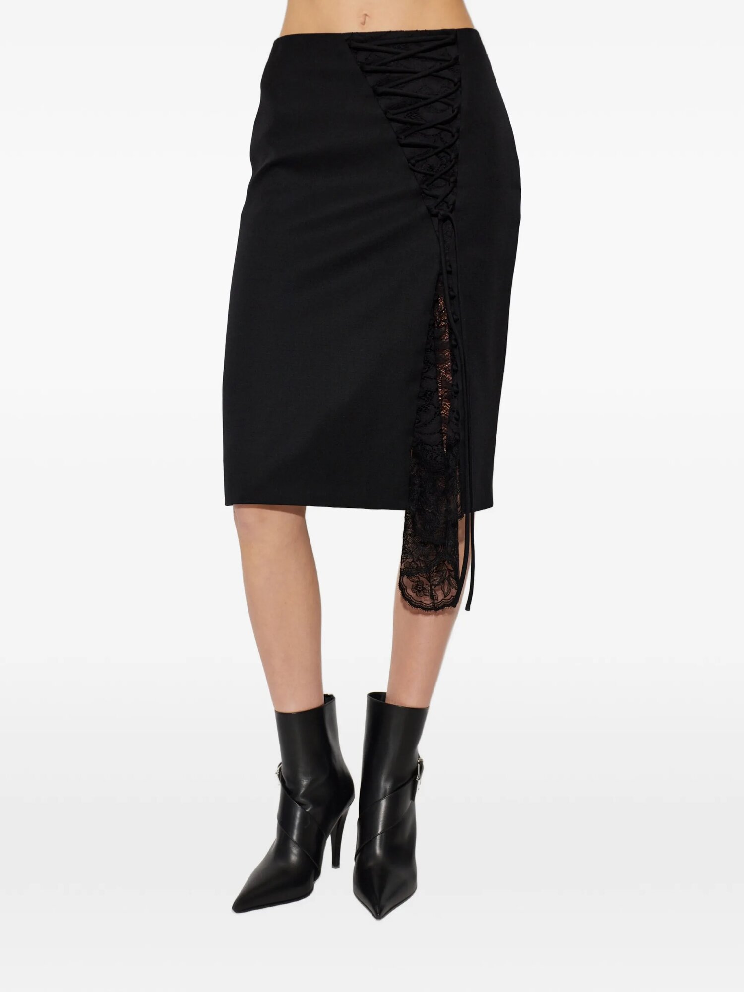 Юбка Alexander McQueen Lace-insert pencil midi skirt, размер 40 — фото 1