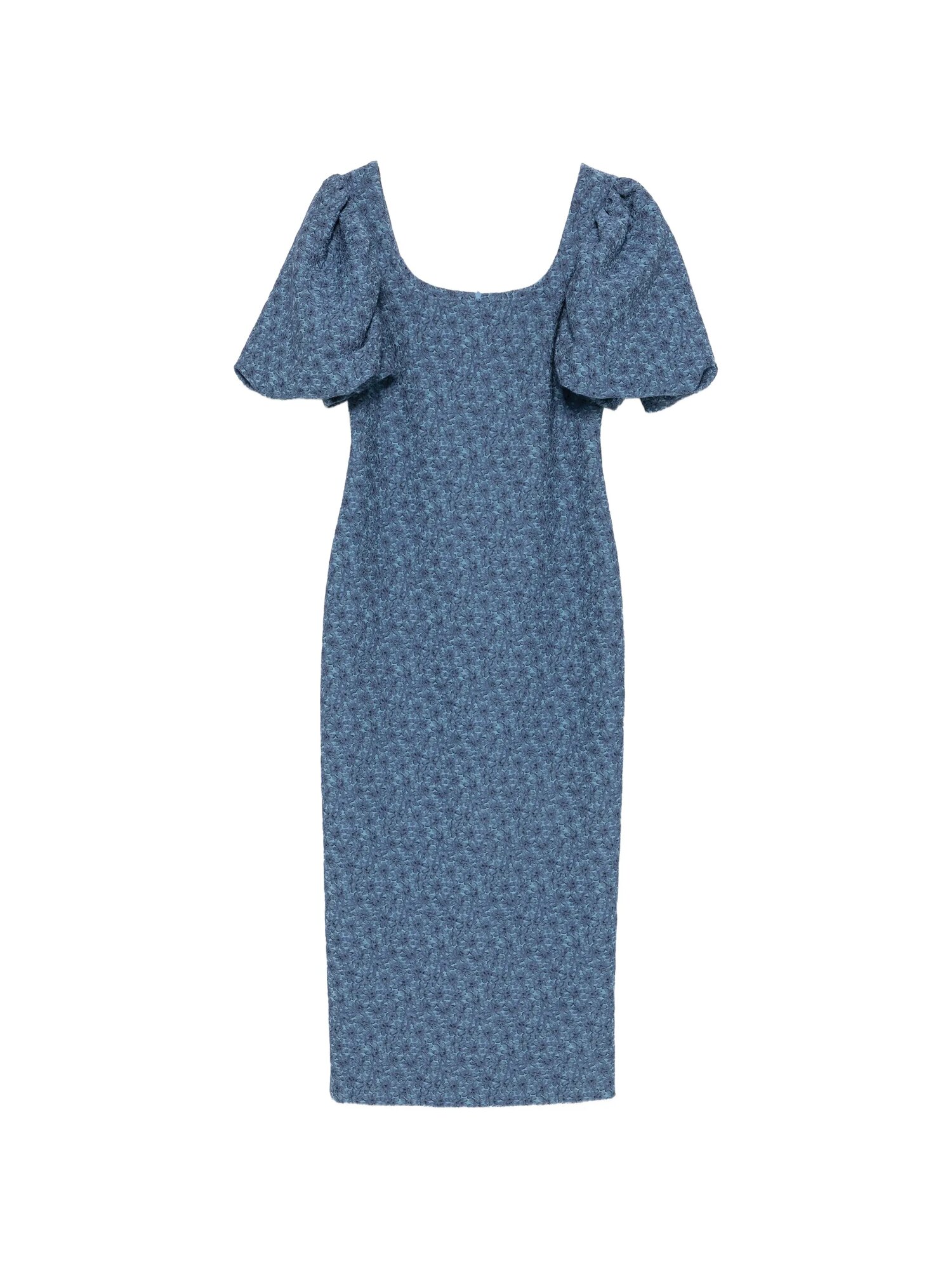 Платье Floral-jacquard puff-sleeve dress