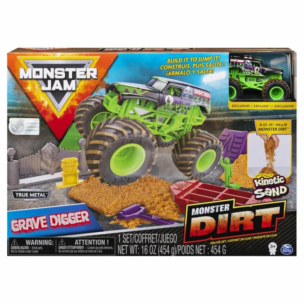 Spin Master Monster Jam Monster Dirt Deluxe Set / Варенье из монстров Грязь из монстров Роскошный набор,16 унций чудовищной грязи и грузовик в масштабе 1:64