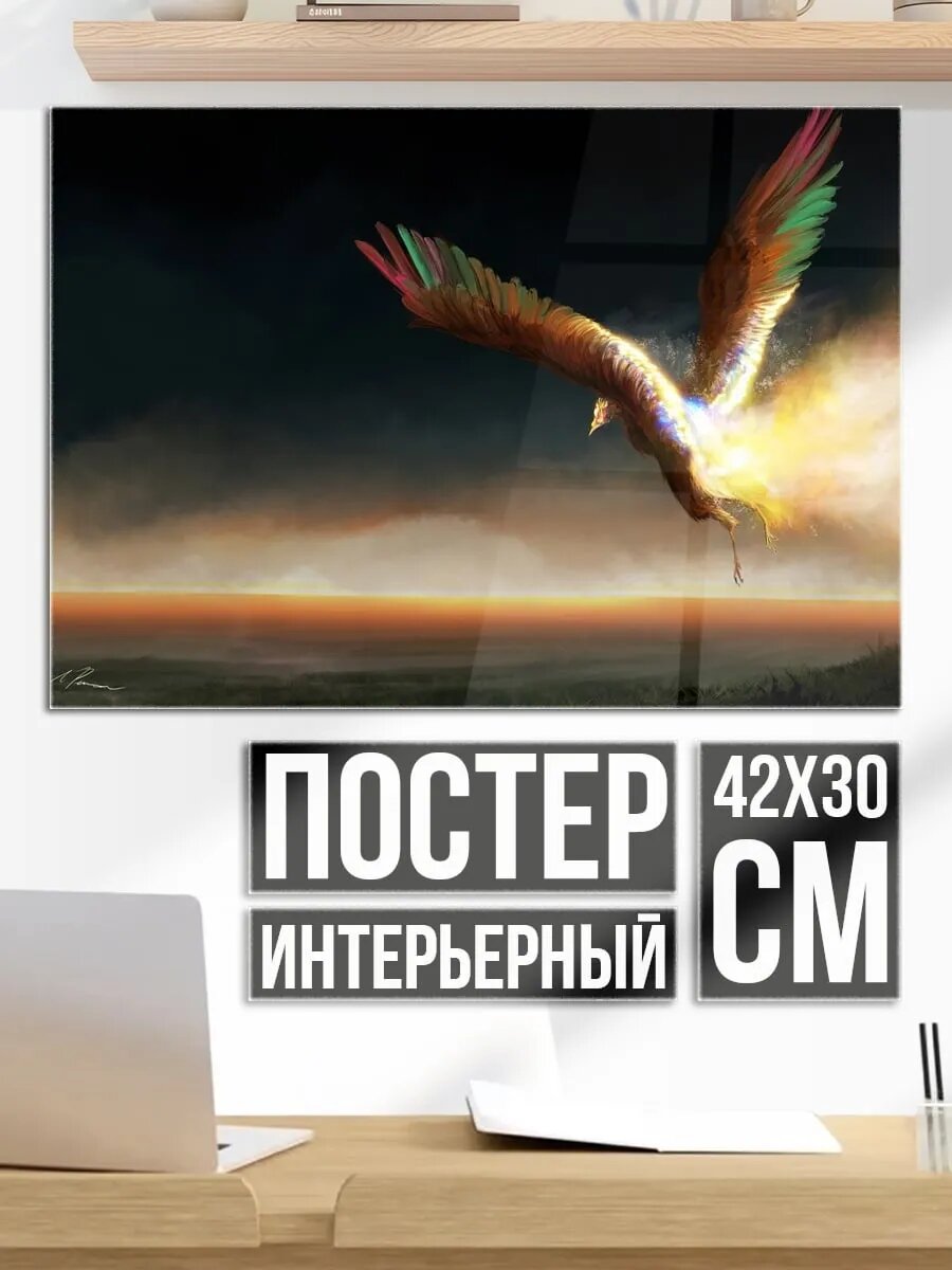 Плакат постер Феникс в огне