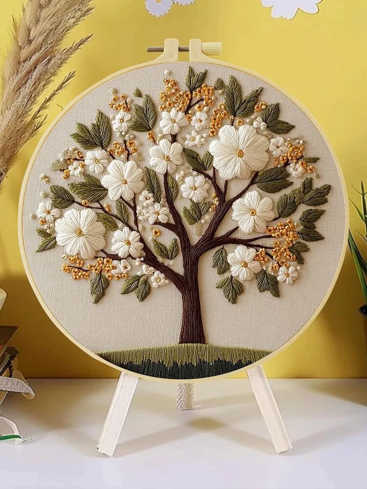 Набор для вышивания,20X20CM, подходит для начинающих, Цветочный дерево